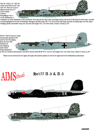 He 177 & Ju 52 Decals Ju 88 Templates. AIMS, 1/48 scale Preview