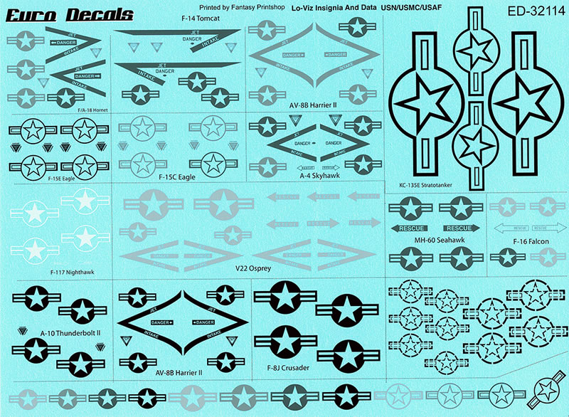 EURO DECALS ED-32114 - Lo-Viz Insignia & Data USN/USMC/USAF Review by ...